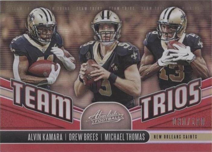 2019 Panini Absolute - Team Trios Drew Brees, Alvin Kamara, Michael ...