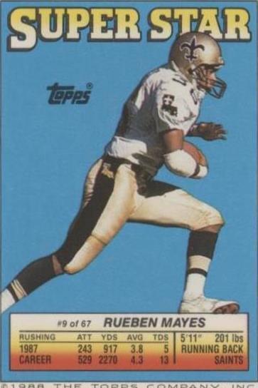1988 Topps Super Star Sticker Back Cards - Randall Cunningham, Rueben ...