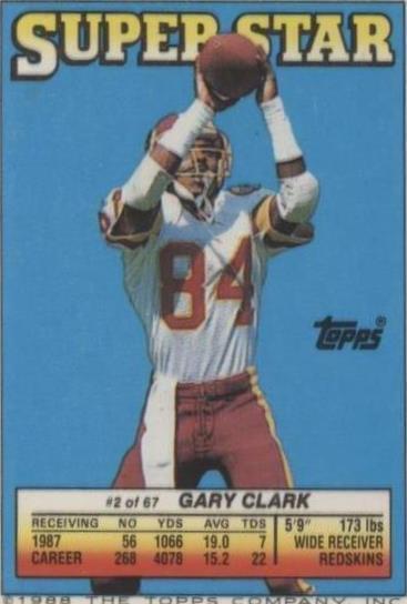 1988 Topps Super Star Sticker Back Cards - Mark Clayton, Gary Clark #2 ...