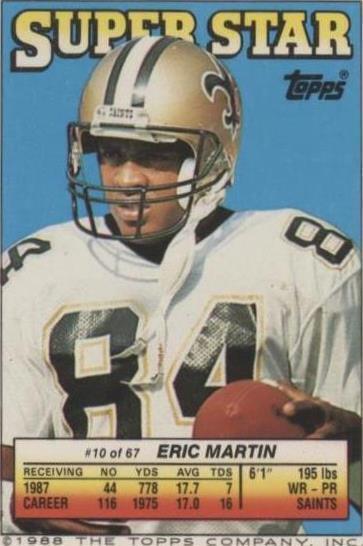 1988 Topps Super Star Sticker Back Cards - Jackie Slater, Eric Martin ...