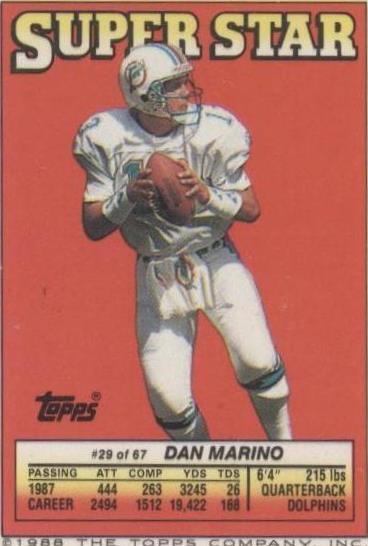 1988 Topps Super Star Sticker Back Cards - Dan Marino, Dave Krieg ...