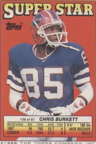 1988 Topps Super Star Sticker Back Cards - John Elway, Chris Burkett ...