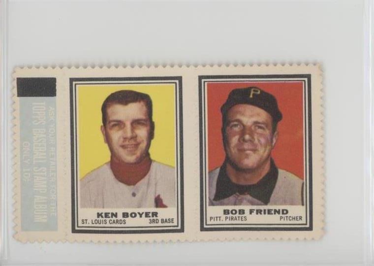 1962 Topps - Stamp Panels Ken Boyer, Bob Friend for sale online | eBay