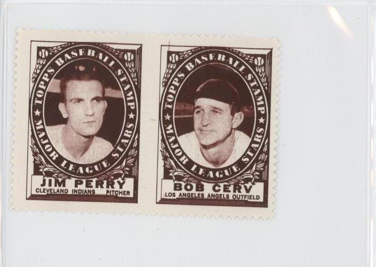 1961 Topps - Baseball Stamps Jim Perry, Bob Cerv #JPBC for sale online ...