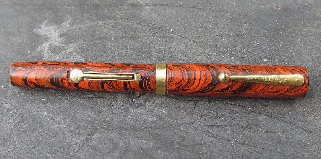 NICE OLD WATERMAN’S IDEAL 52V SHORT BODY TIGER ORANGE/ BLK RIPPLE FOUNTAIN PENのeBay公認海外通販｜セカイモン