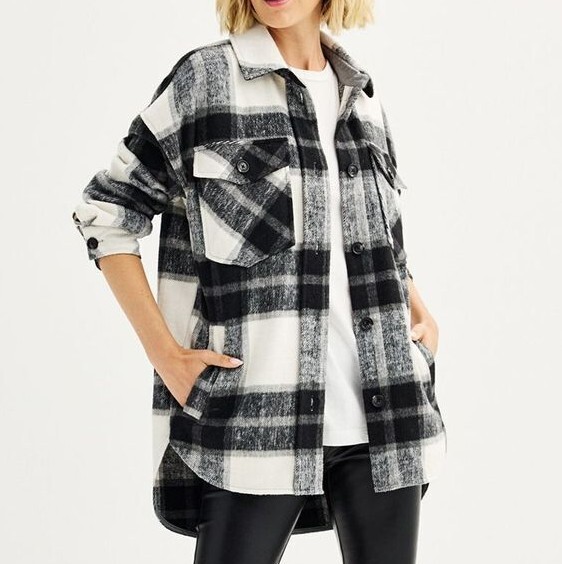 So Goods For Life Junior Black/Grey Plaid Oversized Shackets So Goods For Life Junior Black/Grey Plaid Oversized Shackets
