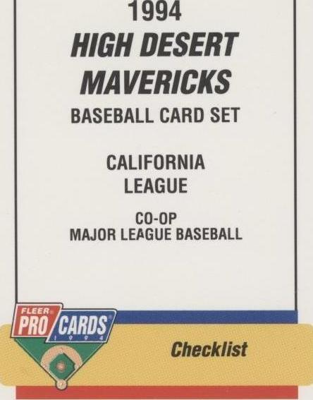 1994 Fleer ProCards Minor League - Checklist #2807 High Desert ...