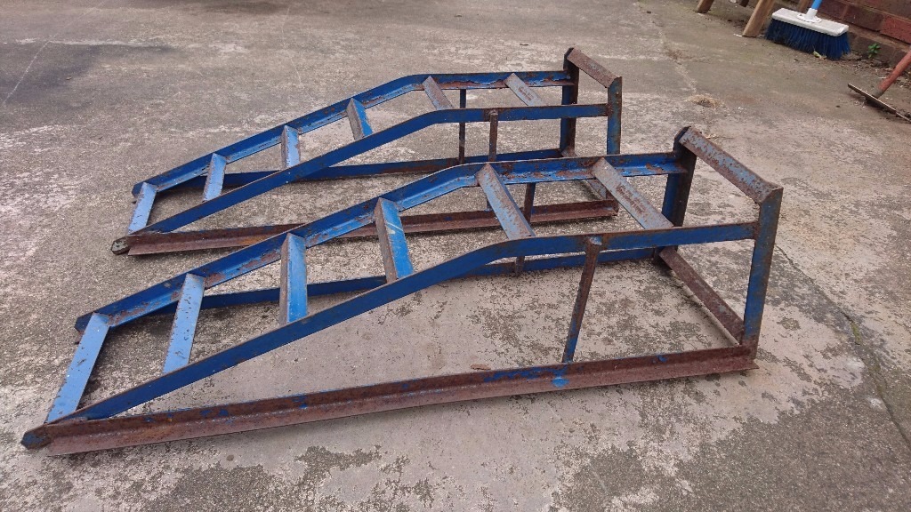 VINTAGE BRITISH SHEFFIELD STEEL GOOD QUALITY CAR RAMPS CLASSIC CAR DIY ...