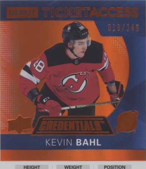 2021-22 Upper Deck Credentials - 2020-21 Debut Ticket Access Orange #98 Kevin Bahl /149 for sale ...