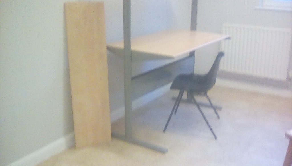 Ikea metal and wooden desk with shelves(fredrik workstation) | in ...
