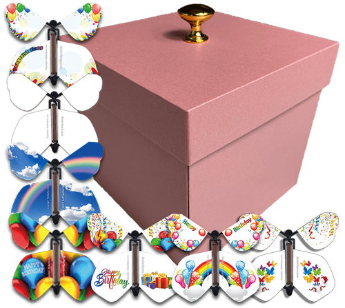 Wind Up Flying | Pink Birthday Exploding Butterfly Box
