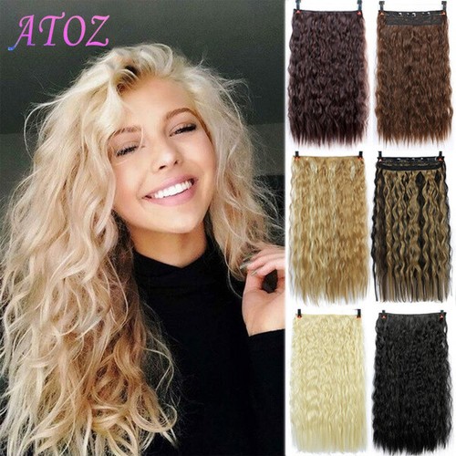 24inch 5 Clip In Hair Extensions Full Head Natural As Human Hair Long Water Wavy eBay