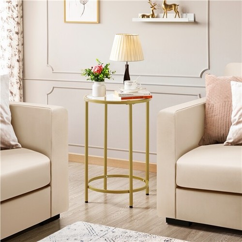 Round glass bedside table store