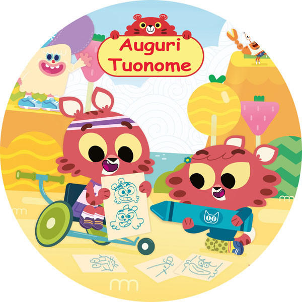 Cialda PAPRIKA Olivia e Stan FRISBEE Decorazione Torta Ostia o Zucchero ...