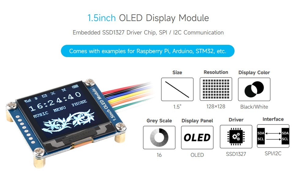 1.5inch Oled Display | Raspberry Pi