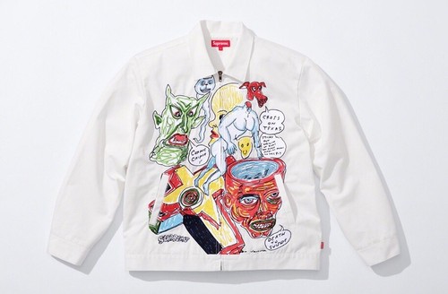 Supreme Daniel Johnston Embroidered Work Jacket White Small Supreme Daniel Johnston Embroidered Work Jacket White Small