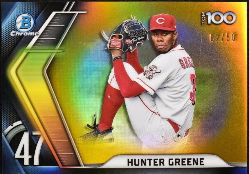 2022 Bowman - Chrome Bowman Scouts Top 100 Hunter Greene #BTP-47 Gold Refractor /50 (RC) for ...