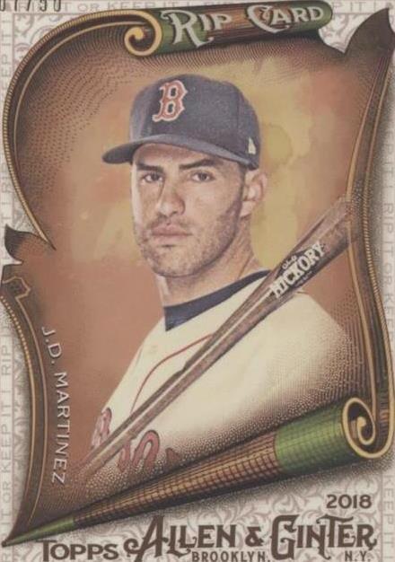 2018 Topps Allen & Ginter - Rip Cards Ripped #RIP-9 J.D. Martinez /50 ...