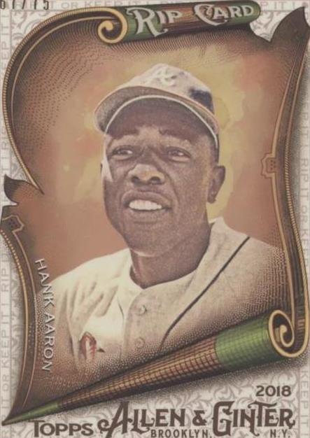 2018 Topps Allen & Ginter - Rip Cards Ripped #RIP-73 Hank Aaron /75 for ...