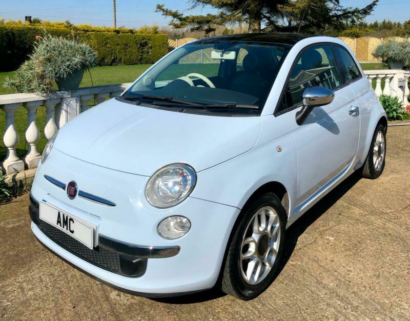 2009 FIAT 500 1.2 PETROL LOUNGE MANUAL IN SKY BLUE WITH LEATHER ...