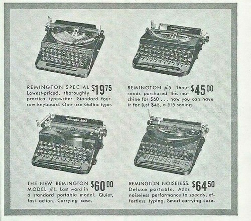 Remington typewriter photos of Remington 4 by year then serial number ...