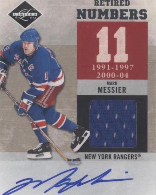 2011-12 Limited - Retired Numbers Materials Signatures #2 Mark Messier ...