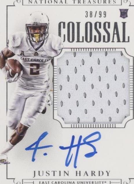 2015 Panini National Treasures College - Football Materials Signatures Justin Hardy #321 ...