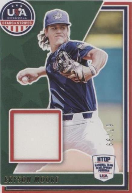 2022 Panini USA Baseball Stars & Stripes - USA Baseball Materials Bryson Moore #USAM-BO Gold /99 ...
