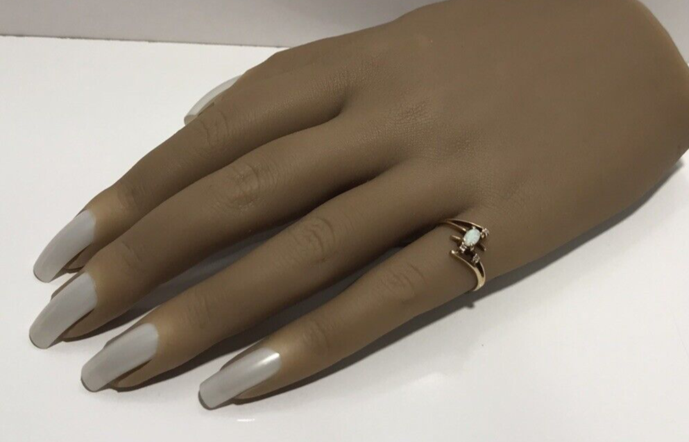 Vintage 10KP Plumb Yellow Gold Opal and Diamond Ring Size 5.5 Signed GTR eBay