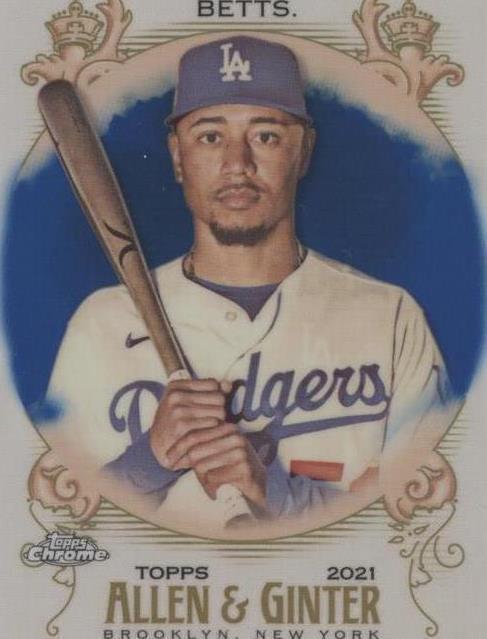2021 Topps Allen & Ginter Chrome - Mookie Betts #92 Blue Refractor /150 ...