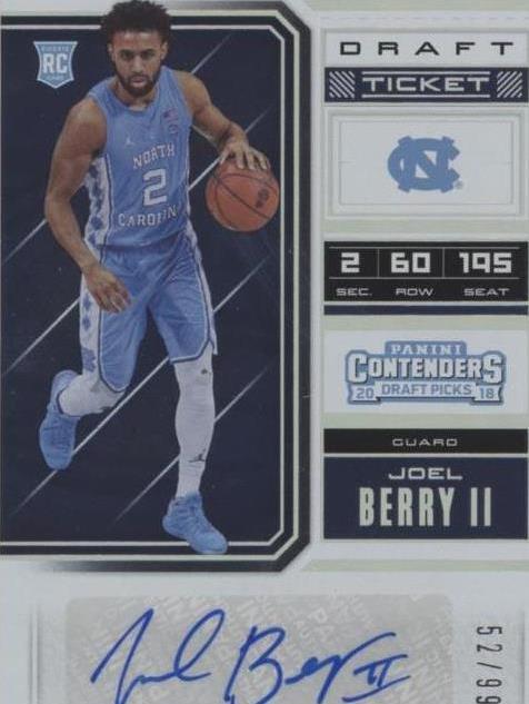 2018 Panini Contenders Draft Picks - Draft Ticket #104 Joel Berry II ...