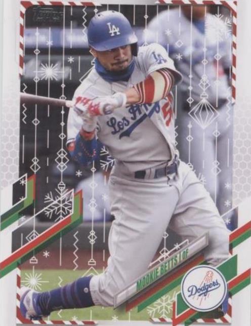 2021 Topps Holiday - SP Variation Mookie Betts #HW150 Candy Cane Sleeve ...