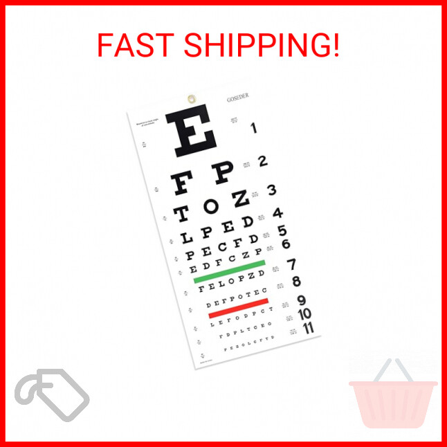Snellen Eye Chart, Eye Charts for Eye Exams 20 Feet 22×11 Inches, Low ...