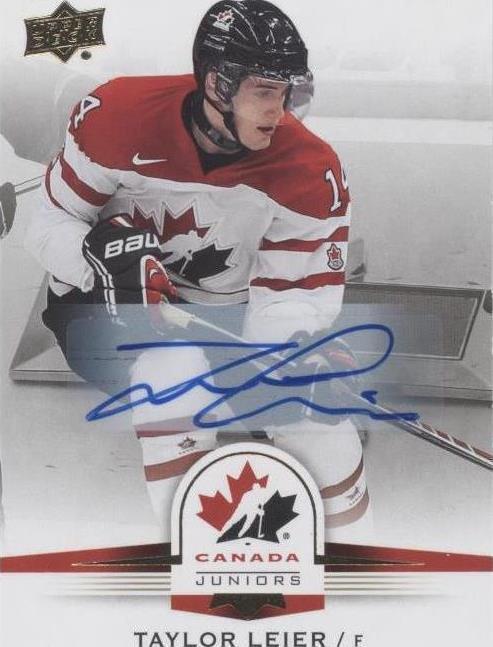 2014 Upper Deck Team Canada Juniors - Taylor Leier #54 Gold Autographs ...