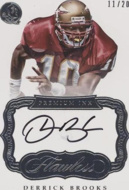 2017 Panini Flawless Collegiate - Premium Ink Derrick Brooks #PI-DB ...