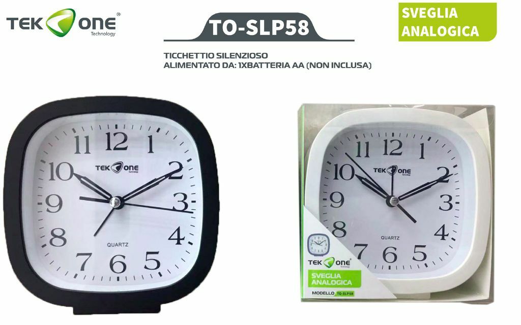 Orologio Sveglia Analogica TeKone To-Slp58 Quarzo Quartz Alarm hsb - DipaShop