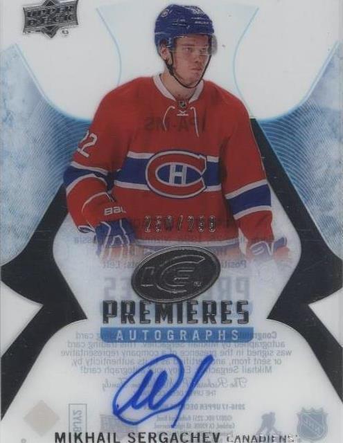 2016-17 Upper Deck Ice - Ice Premieres Autographs Mikhail Sergachev # ...
