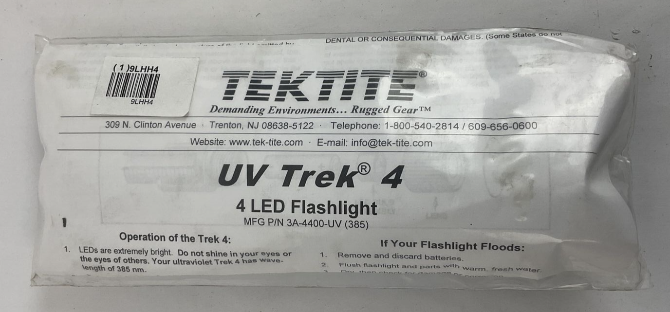 TEKTITE UV TREK 4 3A-4400-UV 4 LED FLASHLIGHT 385のeBay公認海外通販｜セカイモン