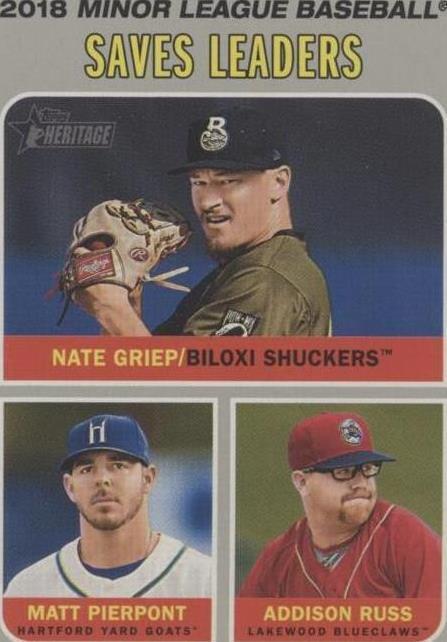 2019 Topps Heritage Minor League Edition - League Leaders Nate Griep, Matt Pierpont, Addison ...