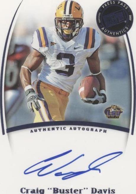 2007 Press Pass Legends - Saturday Signatures Craig Davis (AU, MEM, RC ...