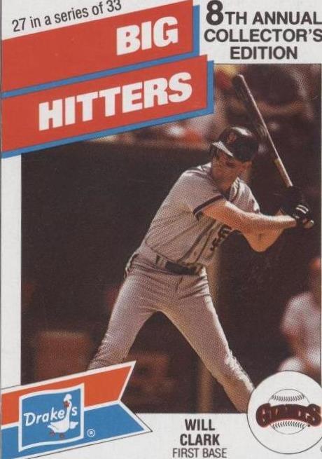 1988 Drake's Big Hitters/Super Pitchers - #27 Will Clark for sale ...