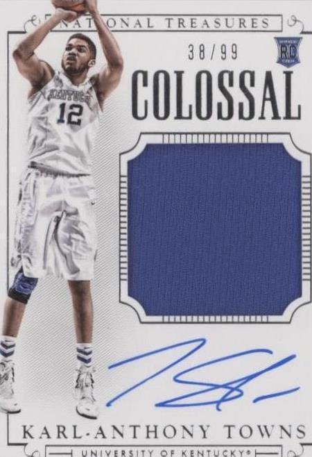 2015 Panini National Treasures College - Basketball Materials Signatures Karl-Anthony Towns #361 ...