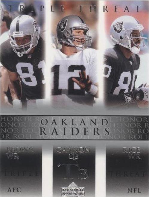 2002 Upper Deck Honor Roll - Triple Threat #81 Jerry Rice, Tim Brown ...