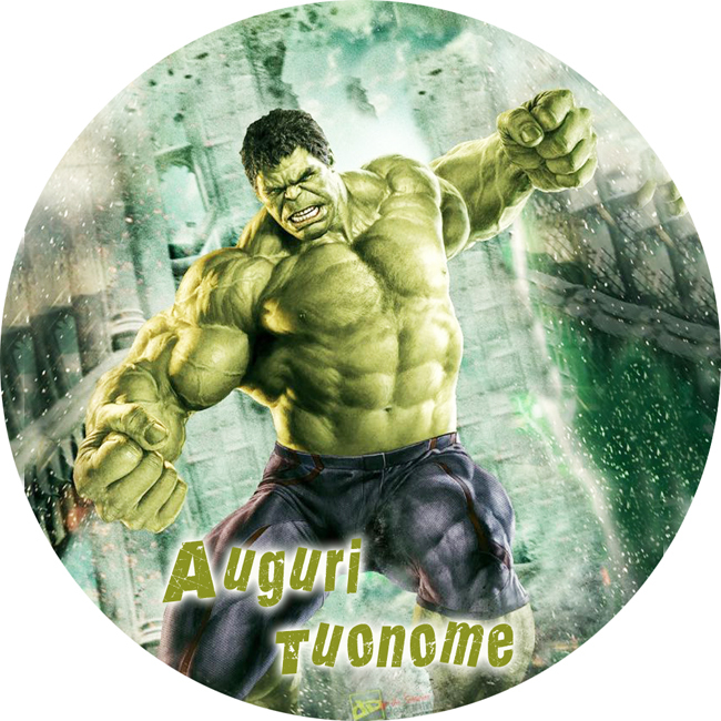 Cialda HULK MARVEL Decorazione Torta Ostia o Zucchero con NOME ...