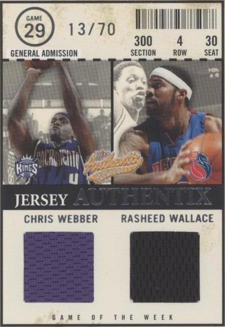 2004-05 Fleer Authentix - Jersey Authentix Dual #JAGW-WW Chris Webber ...