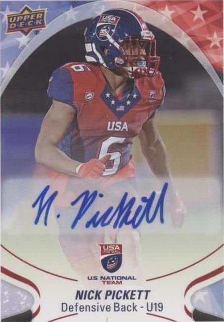 2017 Upper Deck USA Football - Nick Pickett #12 Flag Wave Autographs ...
