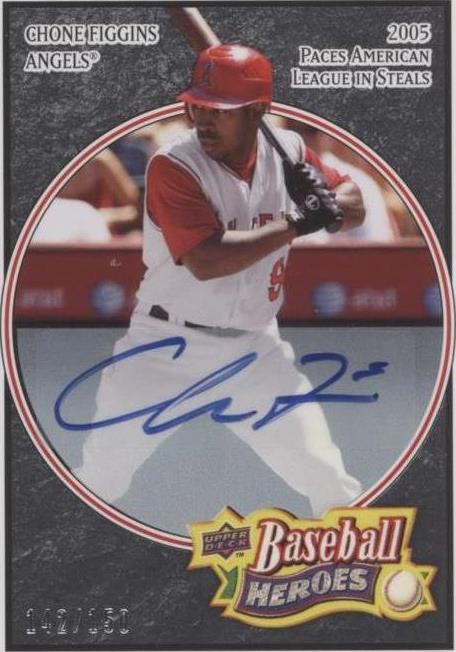 2008 Upper Deck Baseball Heroes - Black Autographs #86 Chone Figgins ...
