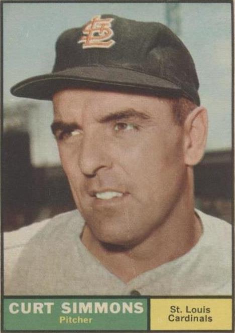 1961 Topps - Vertical Line Between G & IP #11 Curt Simmons for sale ...
