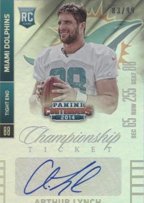 2014 Panini Contenders - Arthur Lynch #105 Championship Ticket Sec Row ...