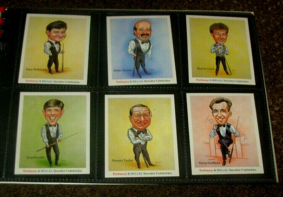 SET OF 18 X EMBASSY and REGAL SNOOKER CELEBRITIES CARDS IN OFFICIAL ...